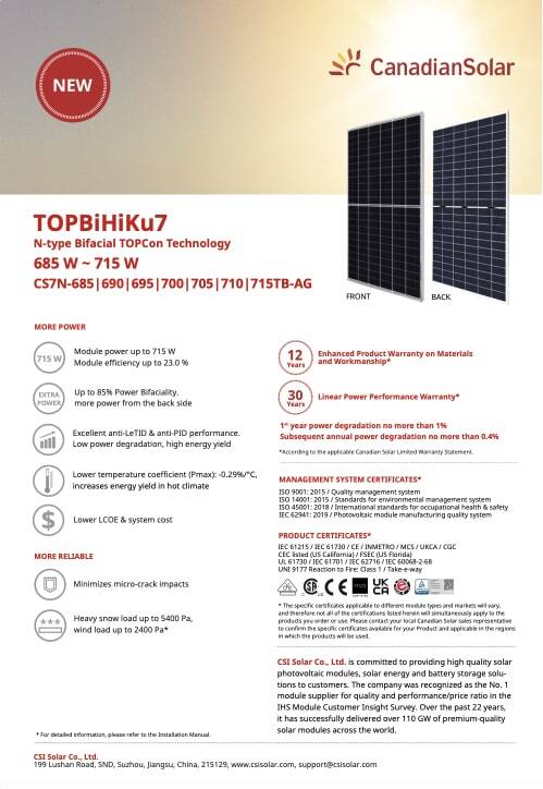 Canadian Solar TOPCon N-Type Bifacial 585W